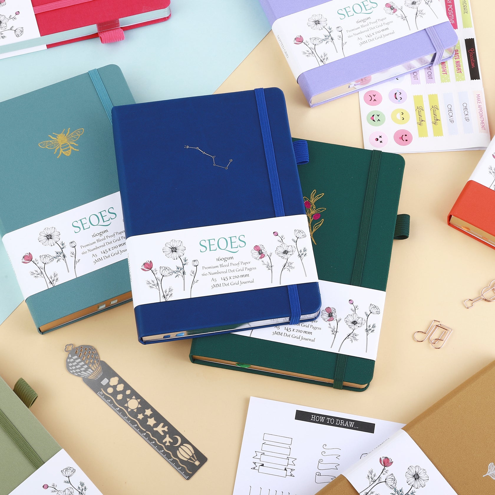 Bullet Journal A5 160gsm PREMIUM paper gold edge-olive – SeQeS