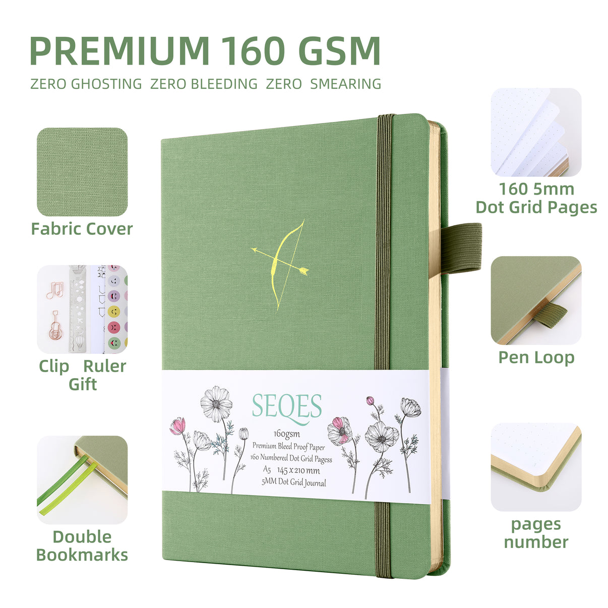 Bullet Dotted Journal - A5 Dot Grid Notebook with pages number,160gsm ...