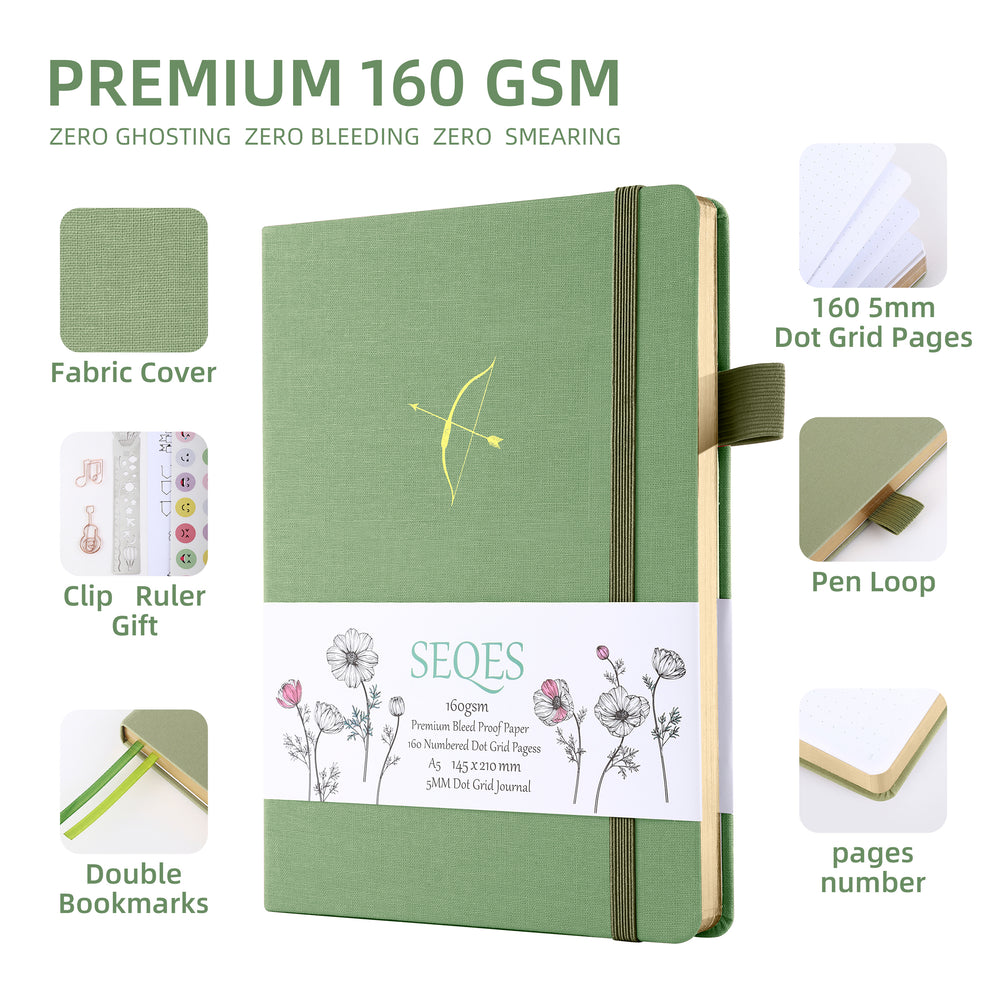 Bullet Dotted Journal - A5 Dot Grid Notebook with pages number,160gsm ...