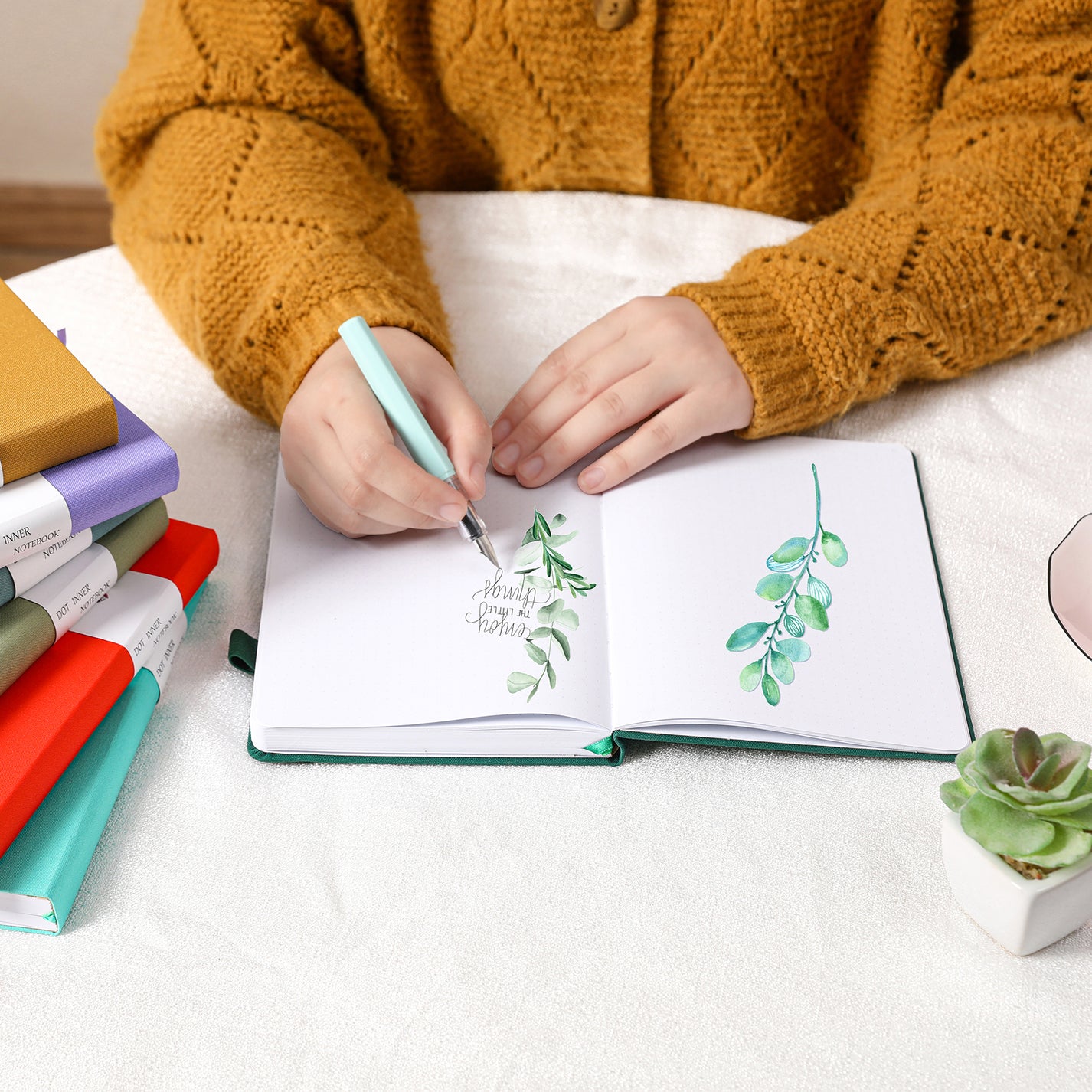 Bullet Journal A5 160gsm PREMIUM paper gold edge-olive – SeQeS